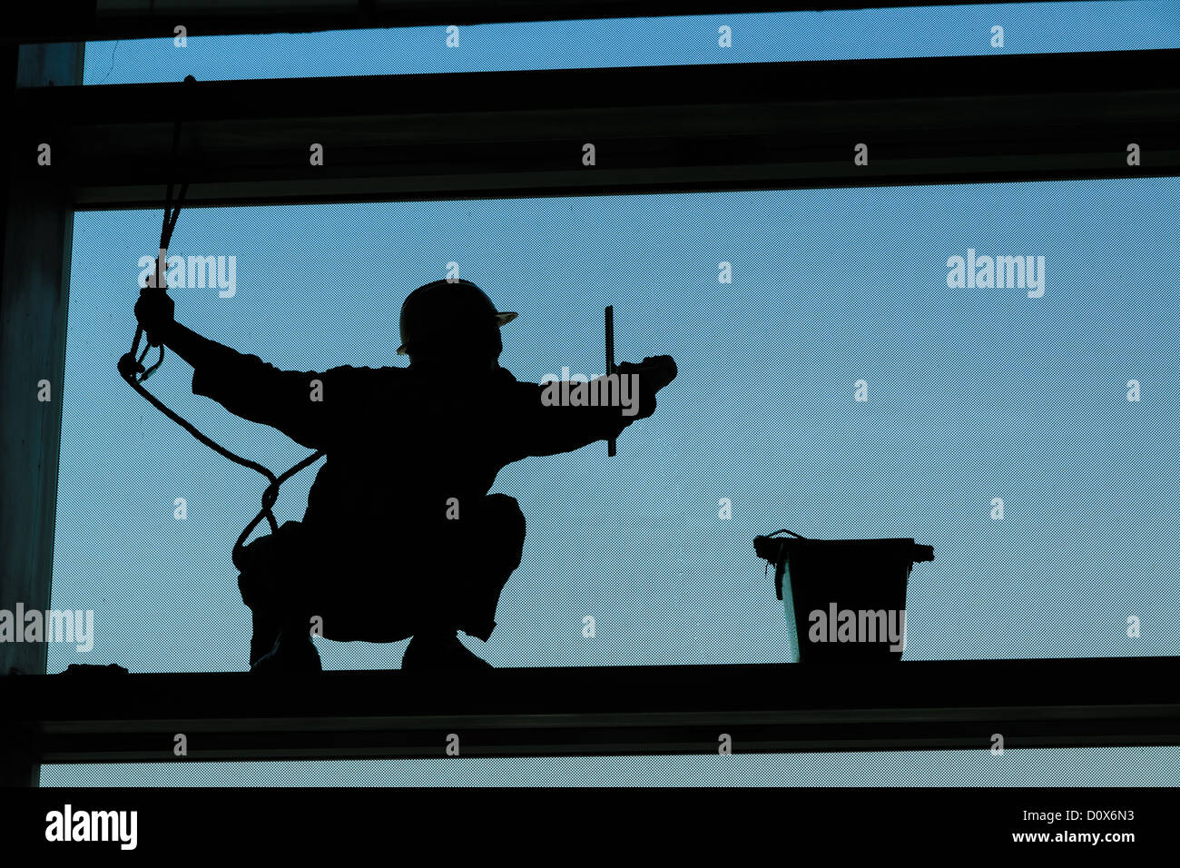 A man cleaning windows at Indira Gandhi airport, New Delhi, India Stock ...