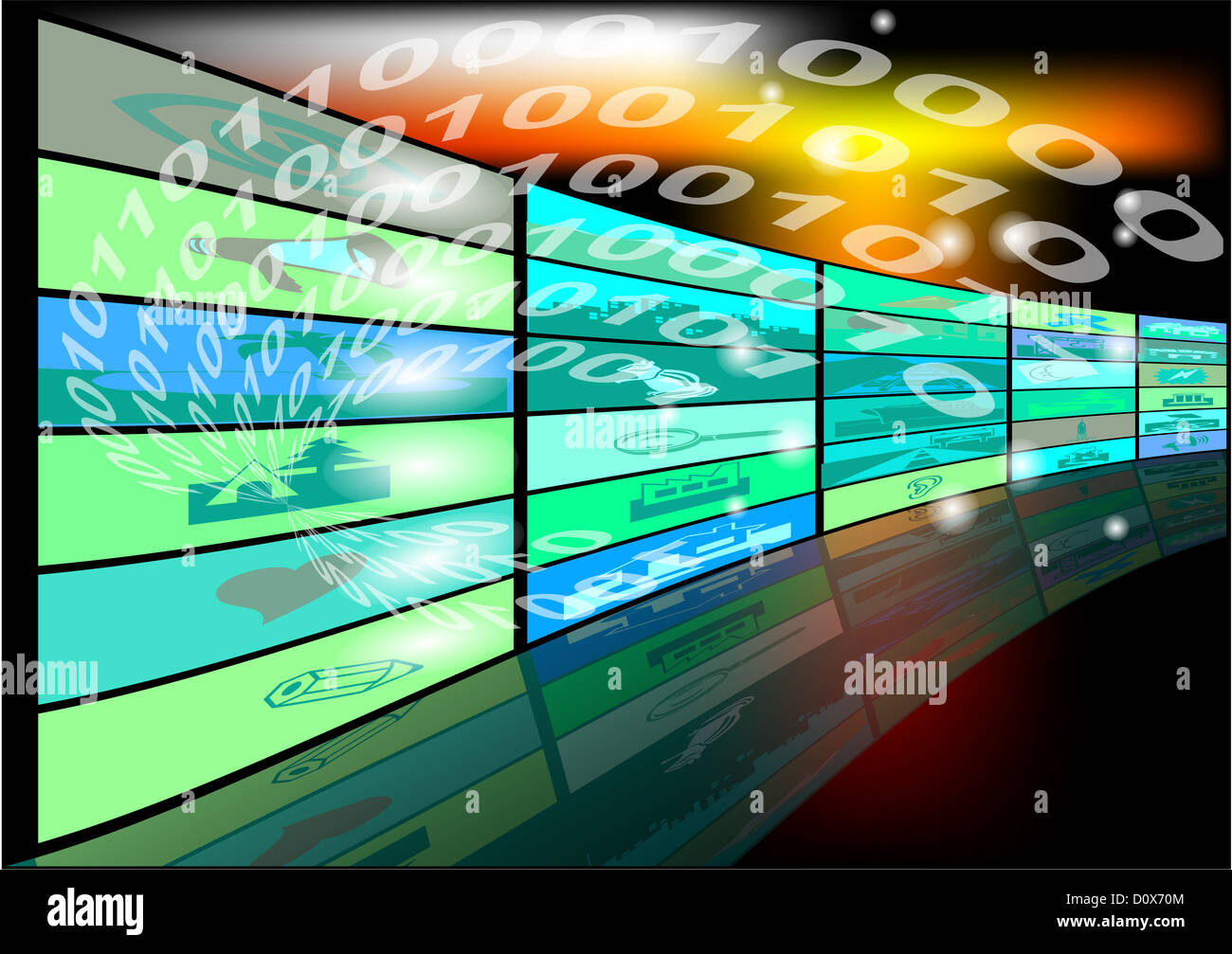 abstract background with binary code and screens Stock Photo - Alamy