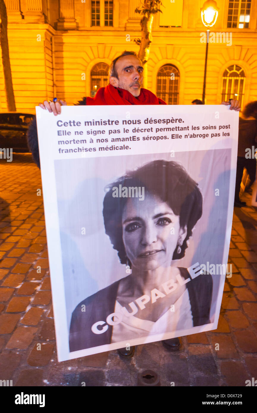 Paris, France, French Activist protest poster hiv AIDS Activists of Act ...