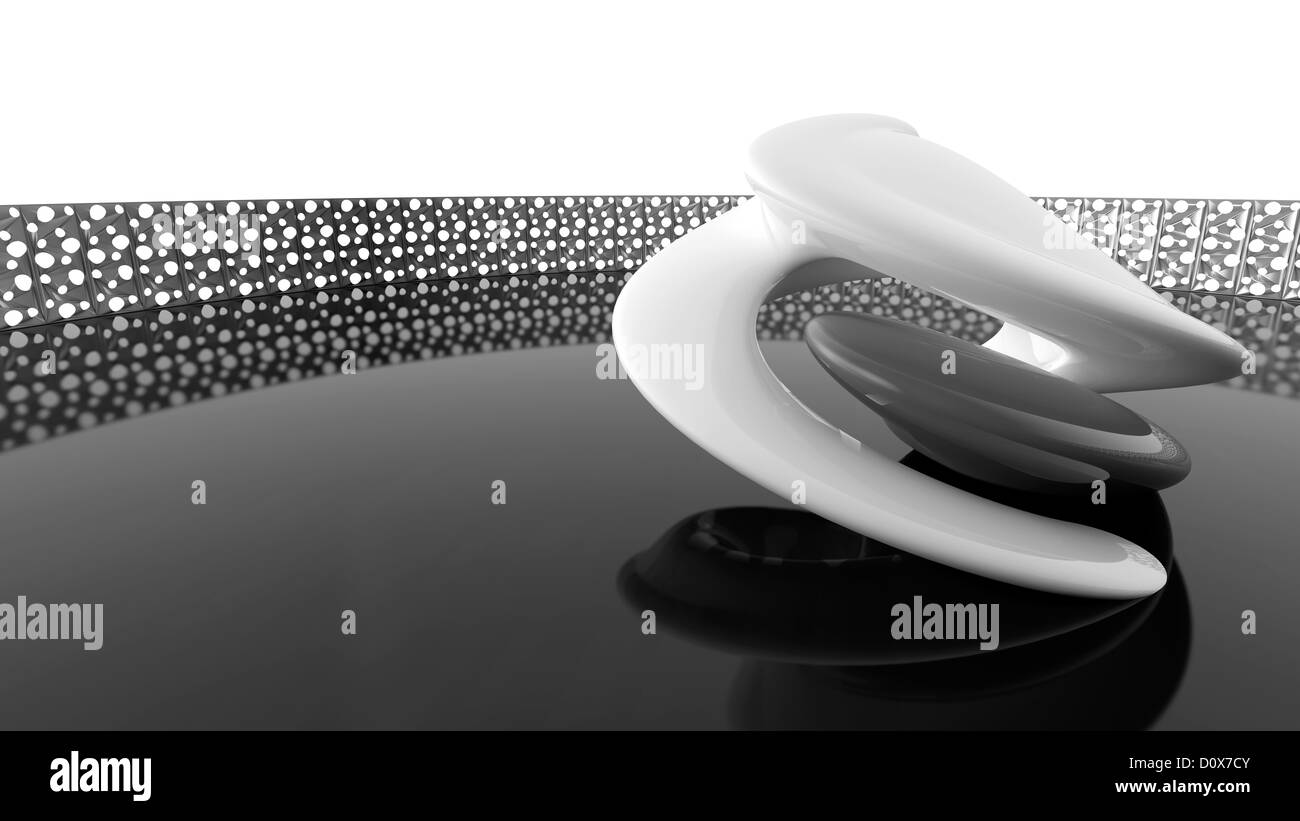 Abstract futuristic architecture organic shapes 3d render black and ...