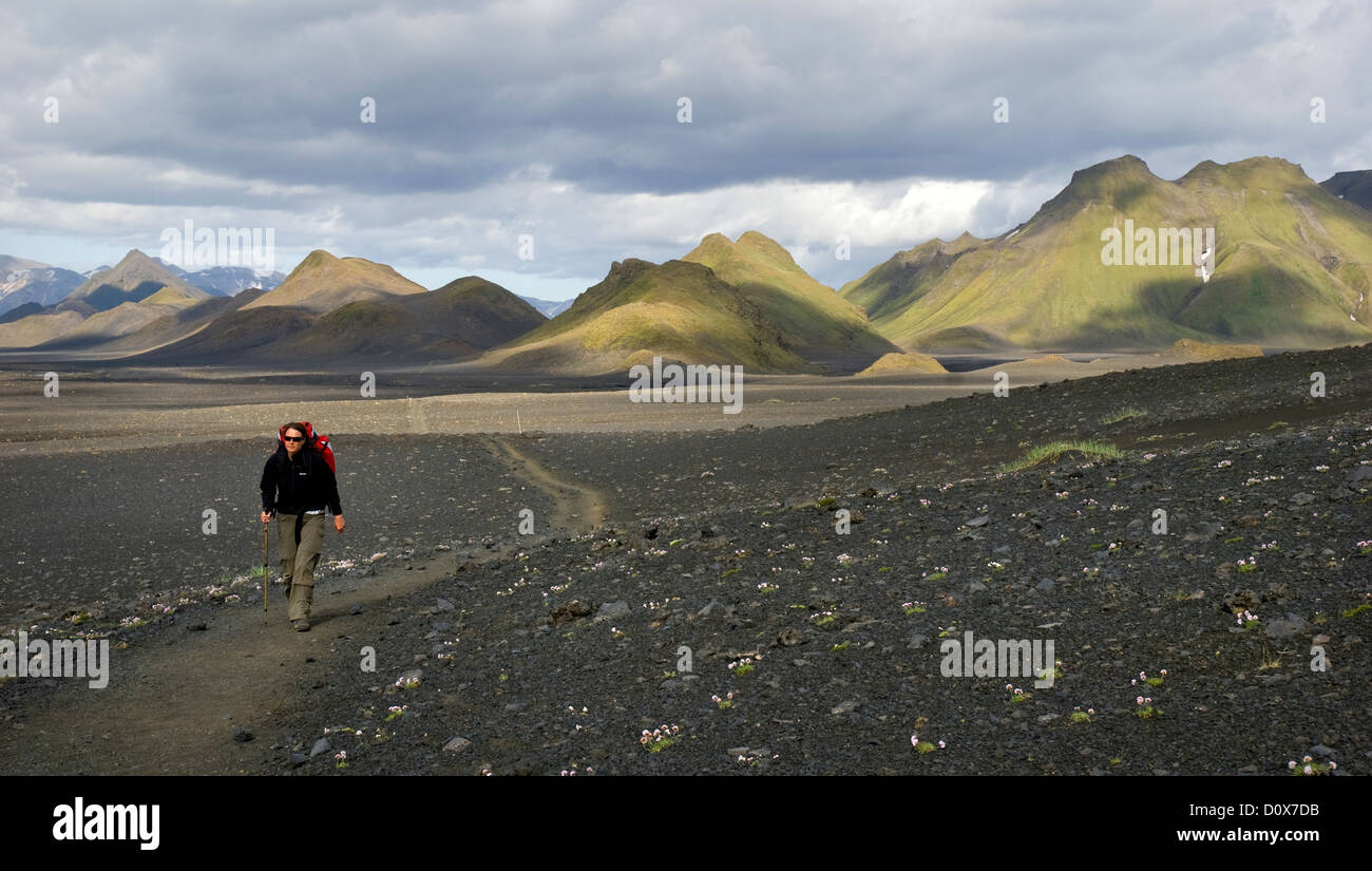 Along the Laugavegur a famous trekking route in South-West Iceland ...