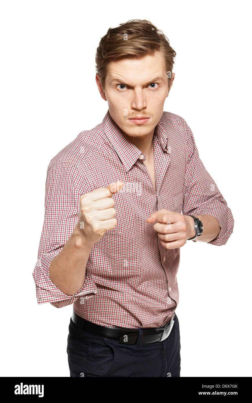 Studio shot of aggressive man against a white background Stock Photo ...