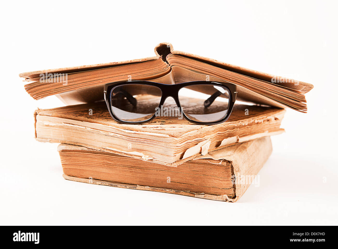 glasses and vintage books Stock Photo - Alamy