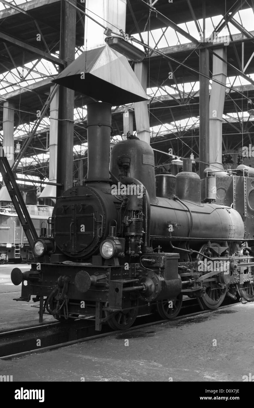 An old steam locomotive in a garage in Austria Stock Photo - Alamy