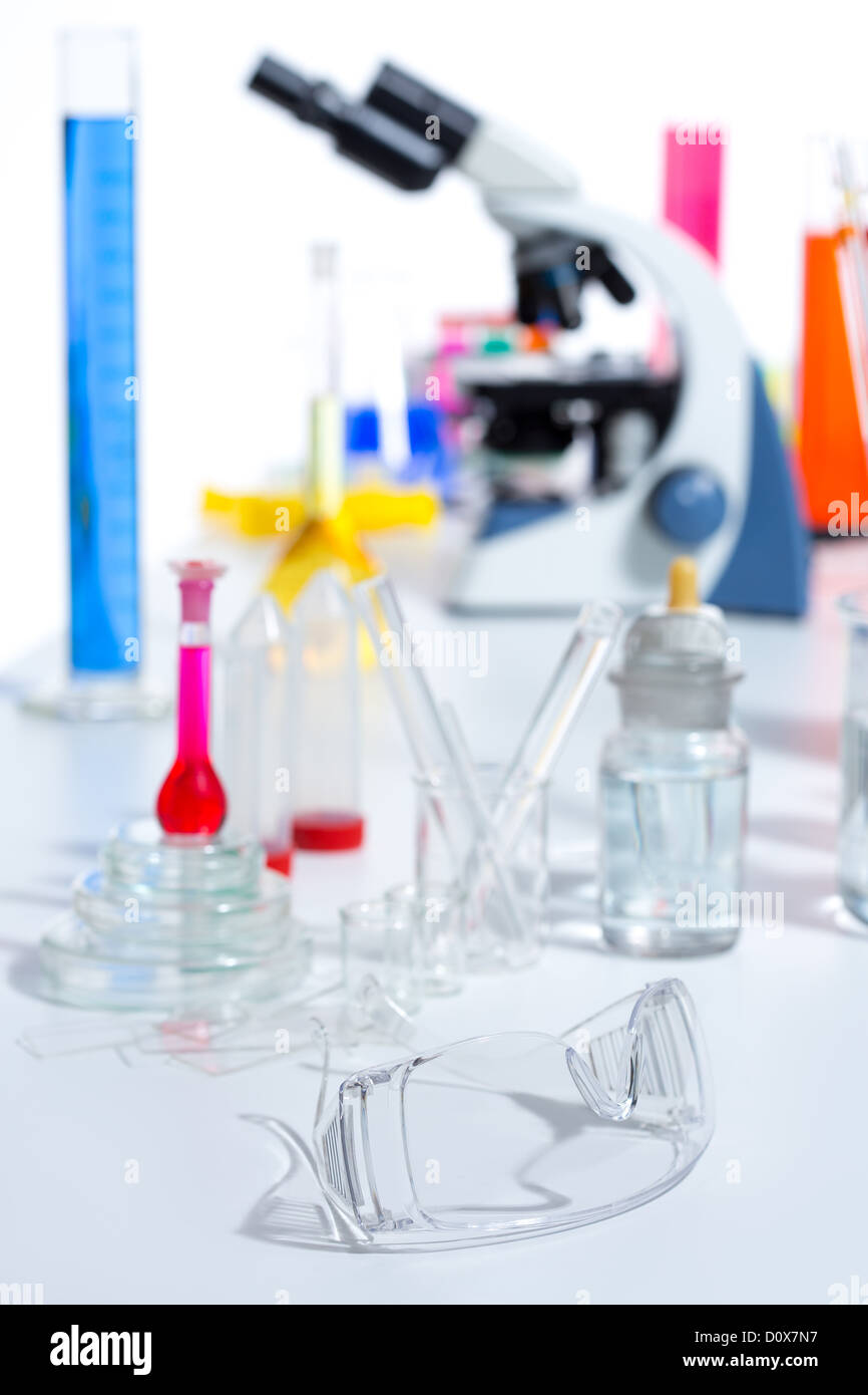 Chemical scientific laboratory stuff microscope test tube flask pipette ...