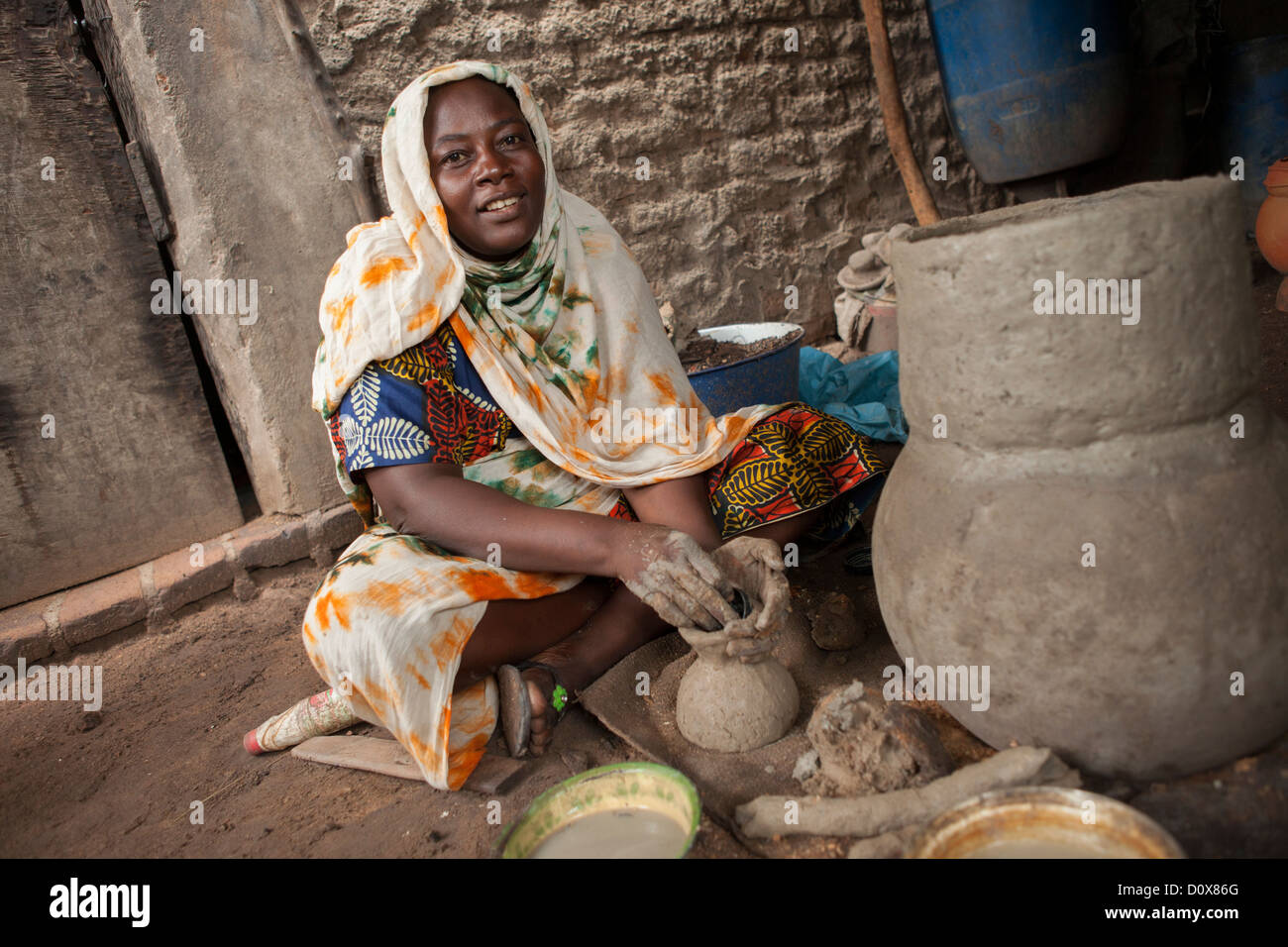 Women work in a pottery cooperative in Doba, Chad, Africa Stock Photo ...