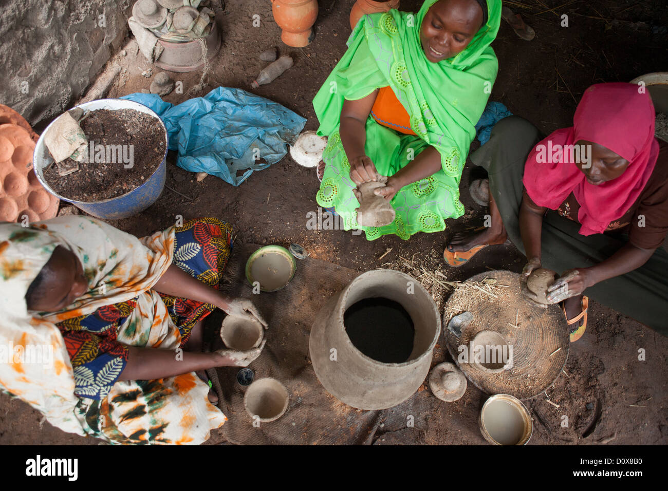 Women work in a pottery cooperative in Doba, Chad, Africa Stock Photo ...