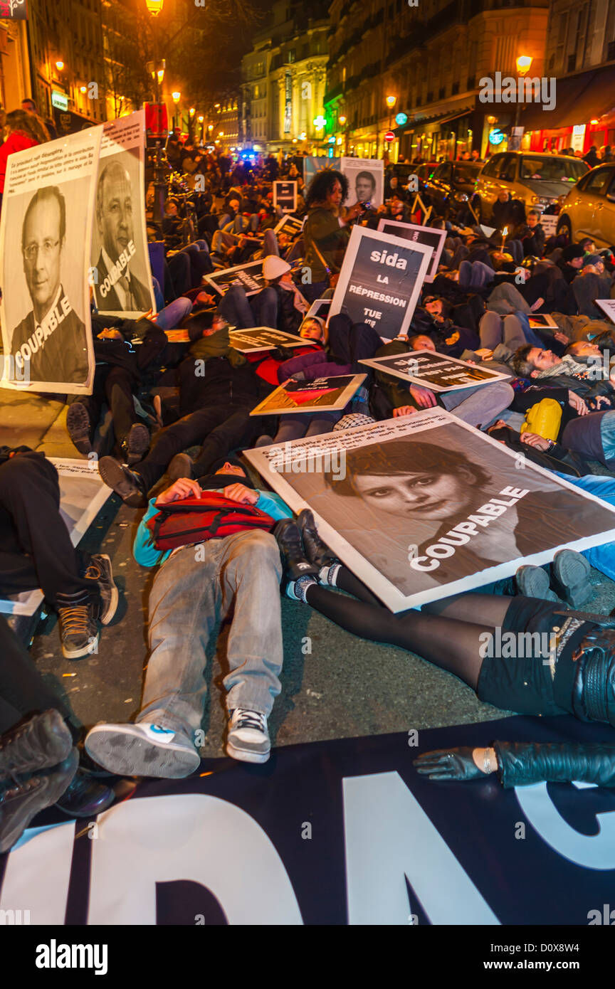 Paris, France, Crowd AIDS Activists of Act Up Paris, at Association ...