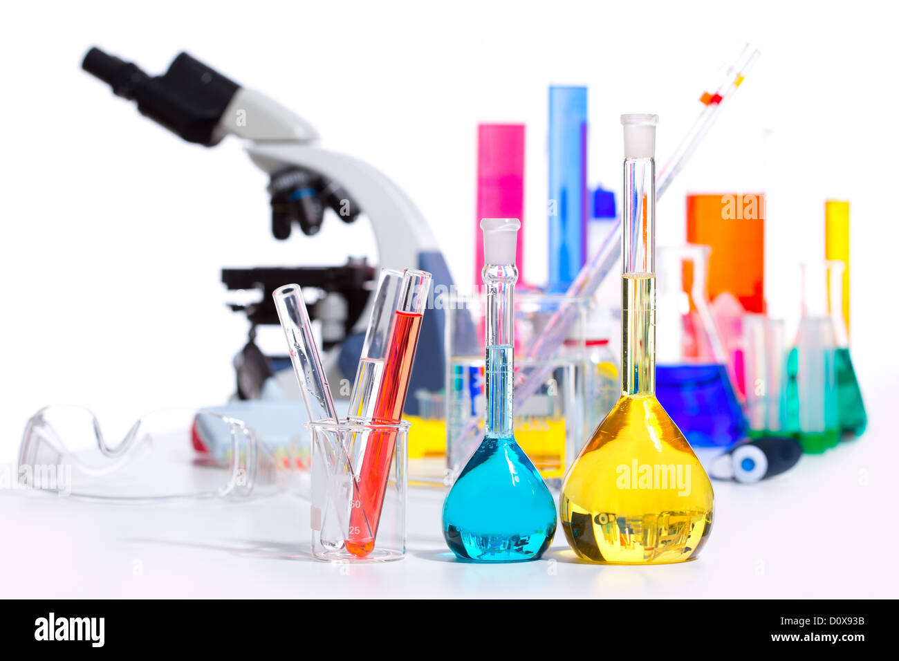 Chemical scientific laboratory stuff microscope test tube flask pipette ...