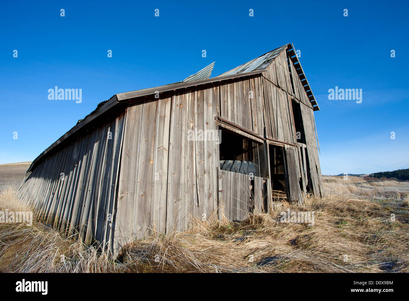 An old rustic barn in a farm field north of Potlach, Idaho Stock Photo ...