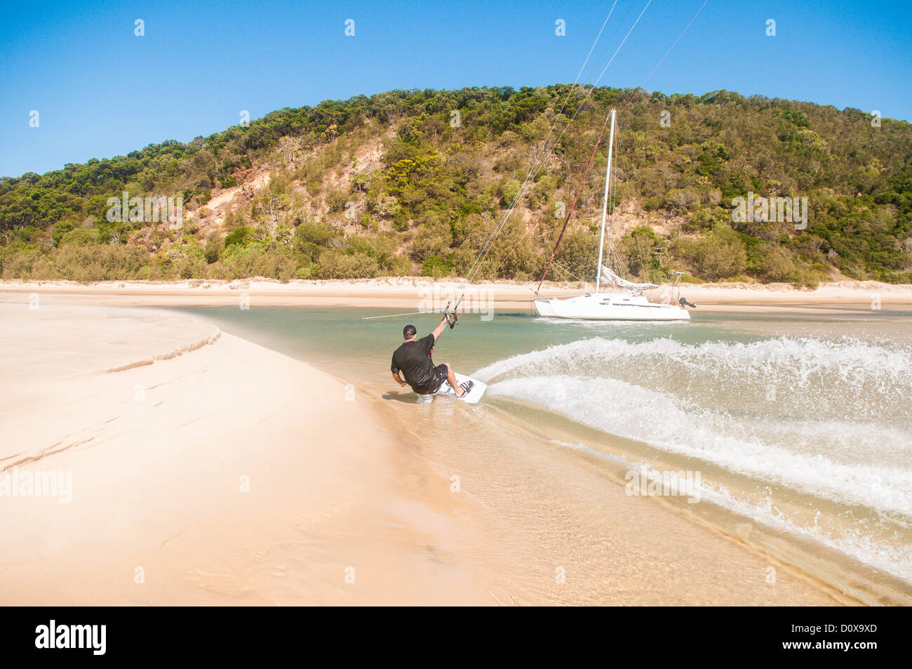 Kitesurfing at Double Island Point, Queensland, Australia Stock Photo ...