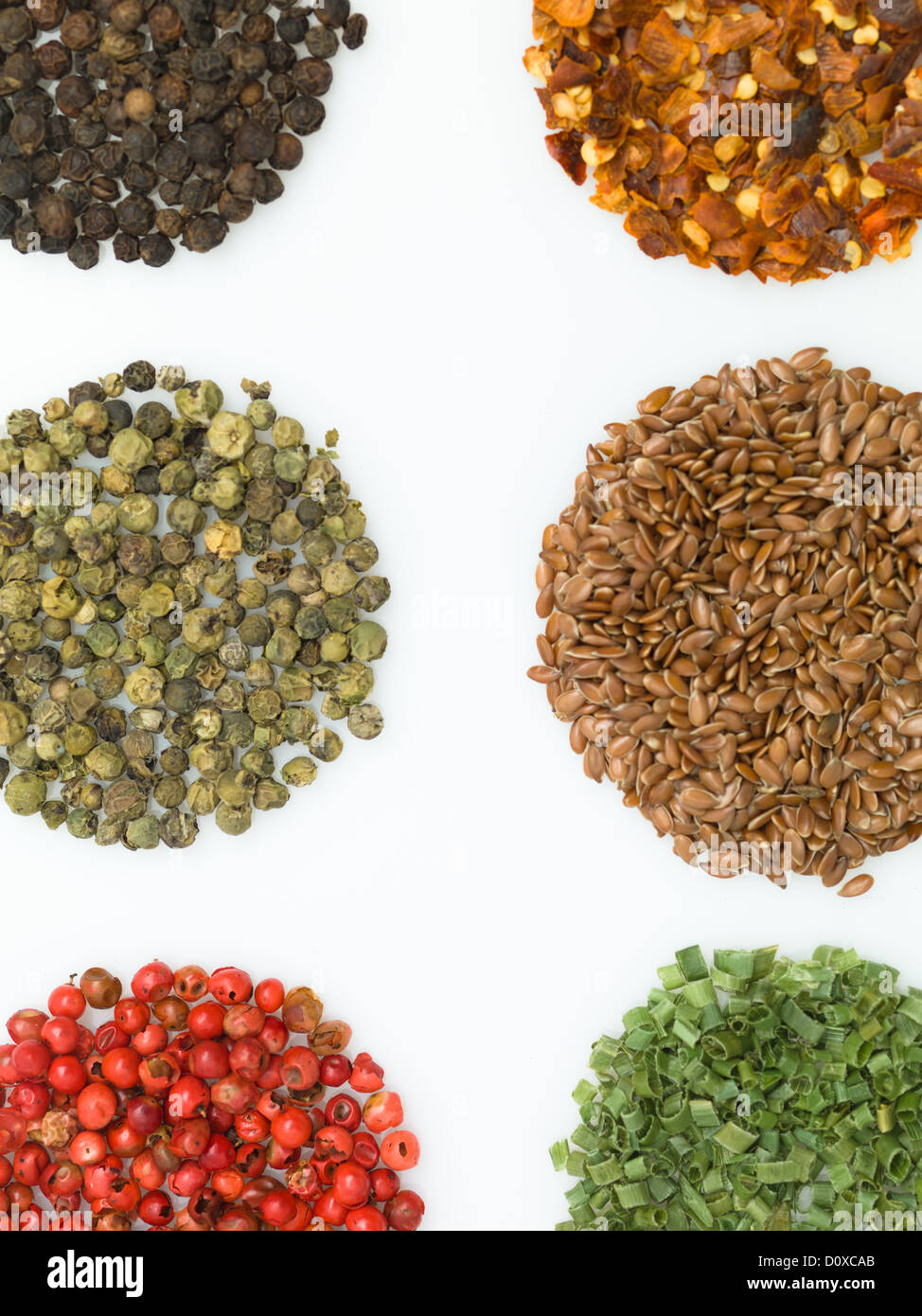 round spices on white background macro close-up detail colorful Stock ...