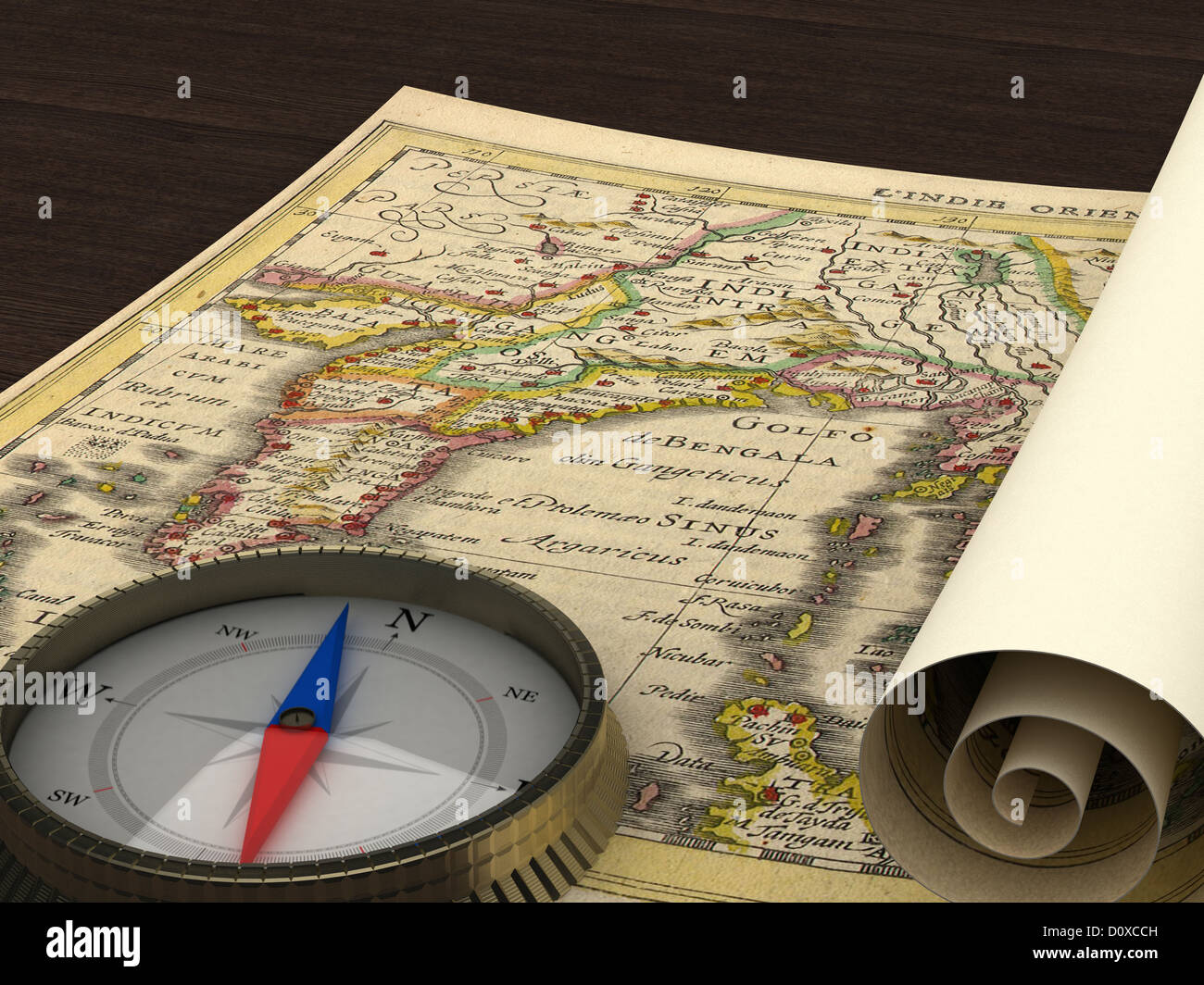Old Map and Compass on the table Stock Photo - Alamy