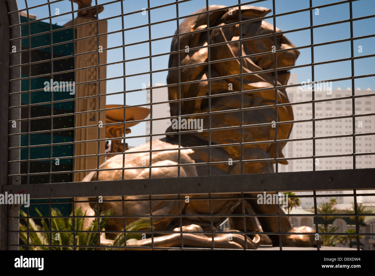 Las Vegas seen through the grill of the suicide- prevention cage on the ...