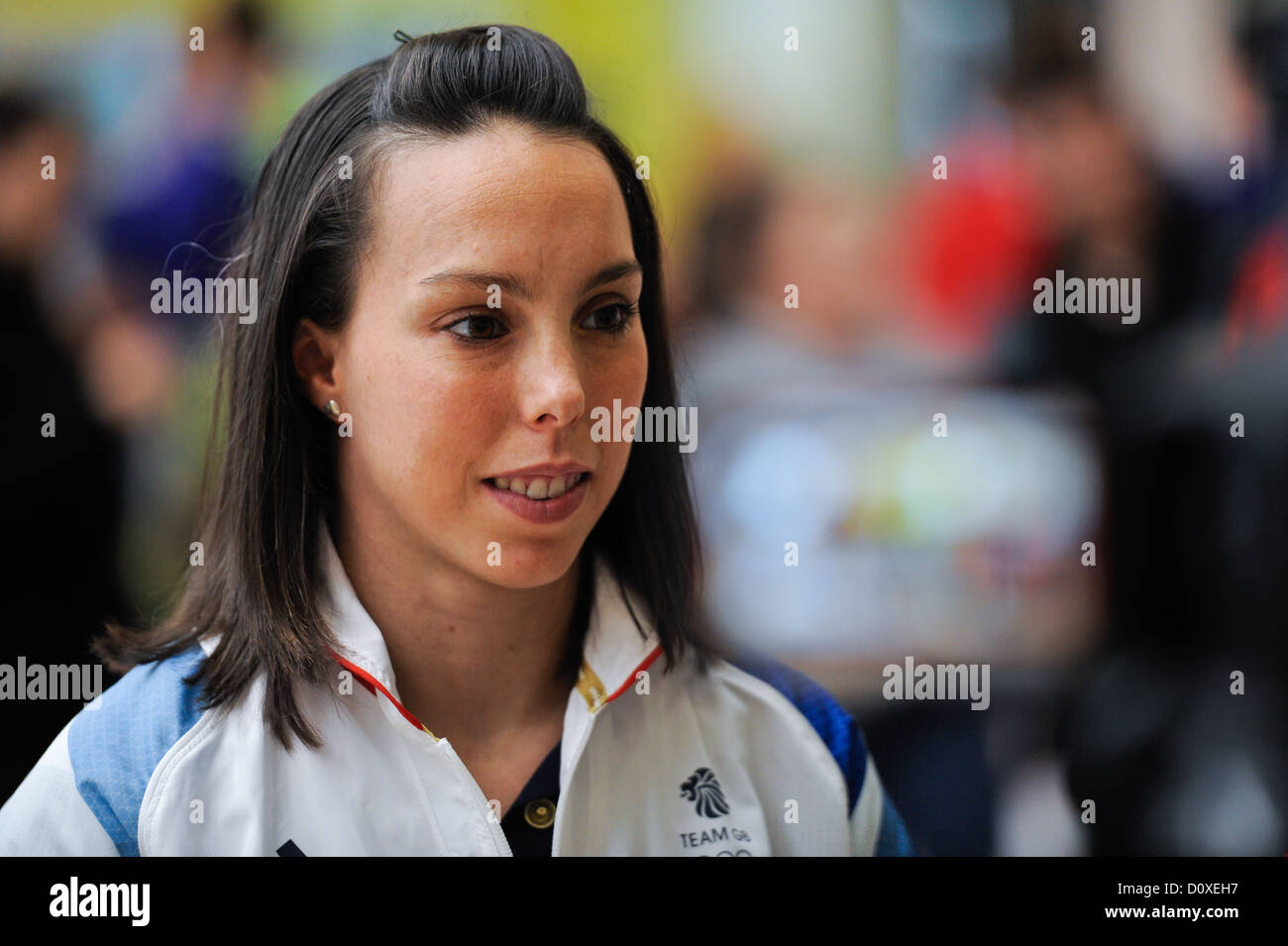 Gymnast Beth Tweddle during a TV interview in Liverpool Stock Photo - Alamy