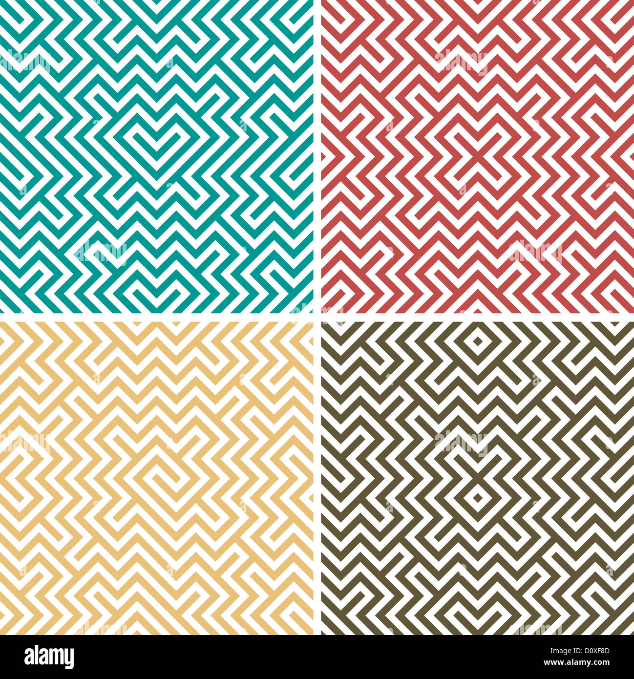 Four simple color geometric seamless Stock Photo - Alamy