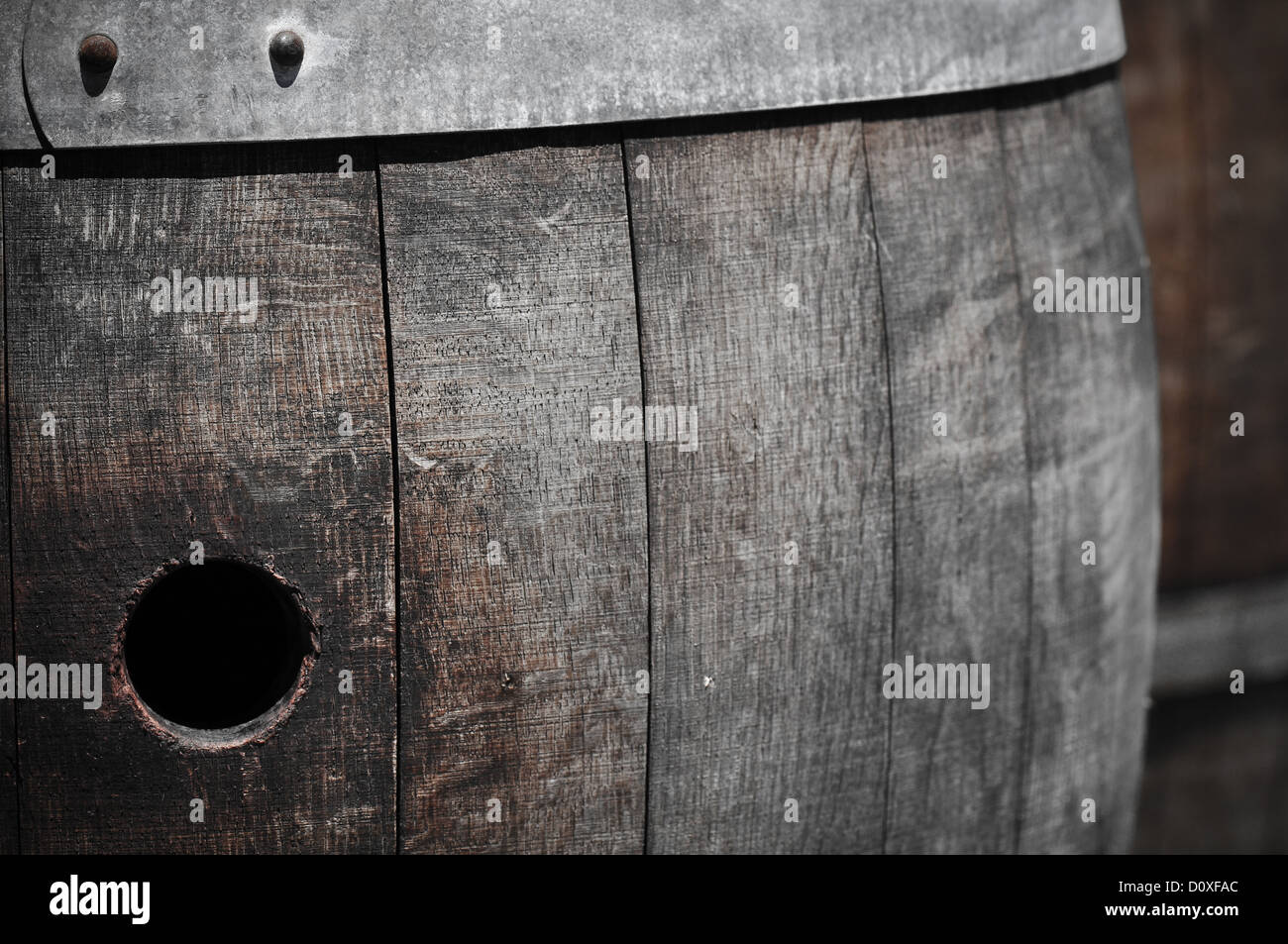 Wine Barrel Close Up with Hole Stock Photo - Alamy