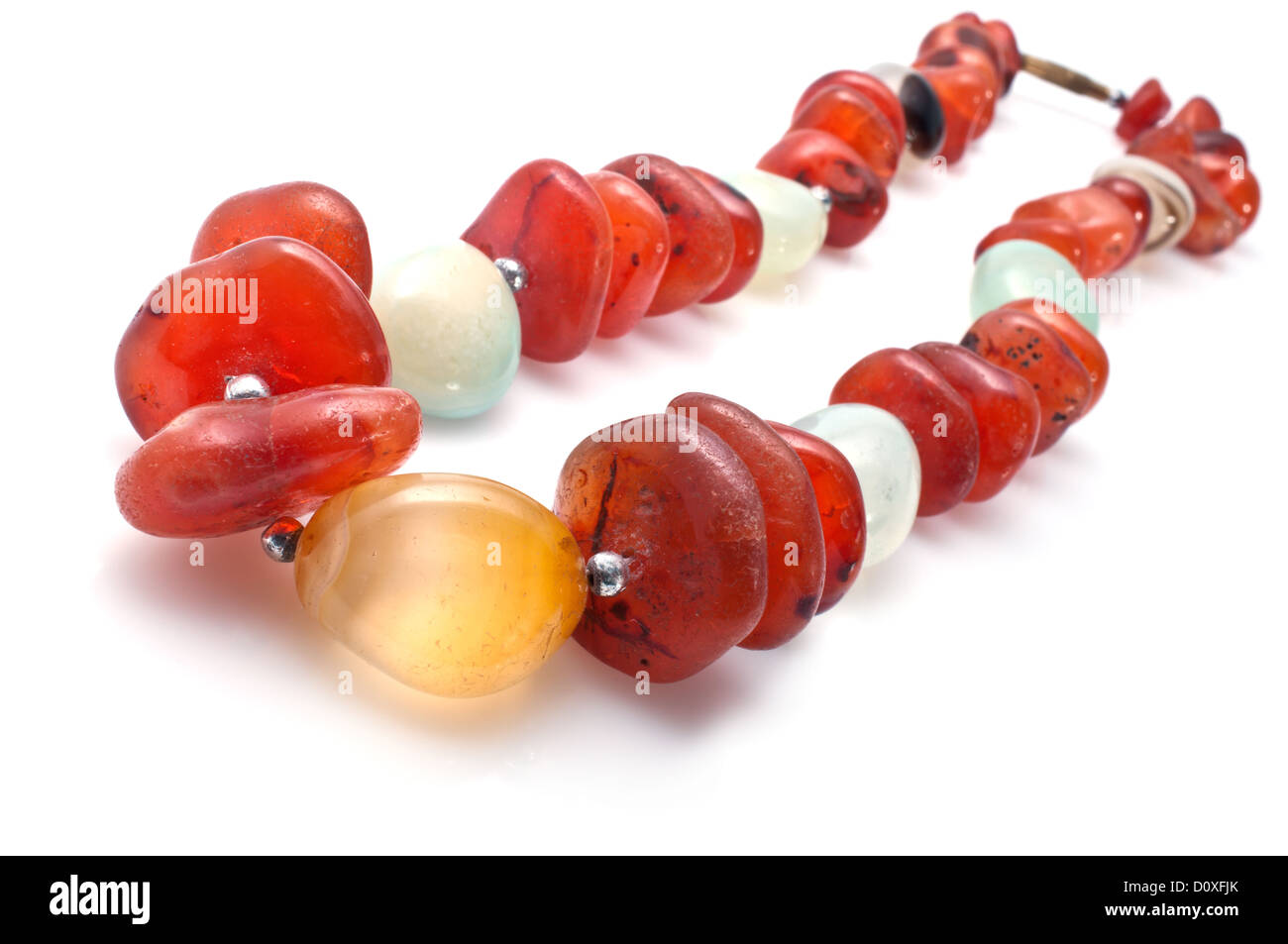 necklace made of amber on white background Stock Photo - Alamy