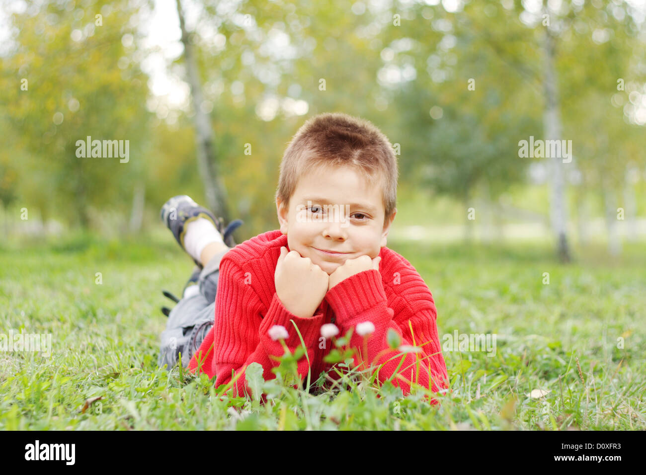 Laying down on grass Stock Photo - Alamy