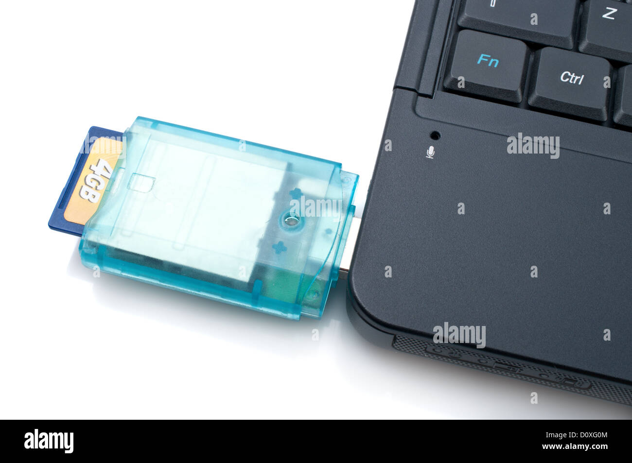 Laptop with Loaded Card Reader Stock Photo - Alamy