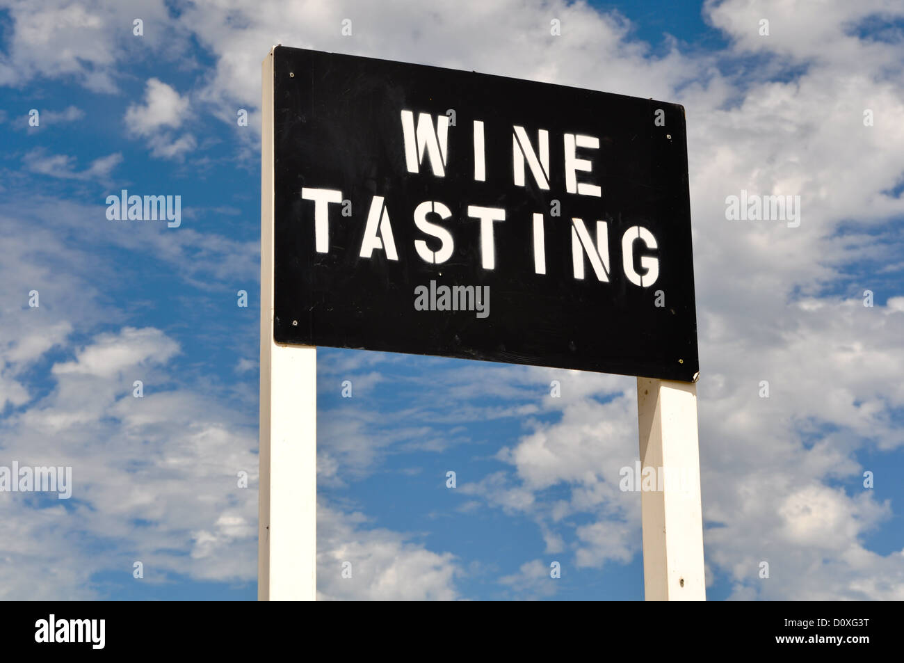 Wine Tasting Sign at Vineyard in California with Blue Sky Stock Photo ...