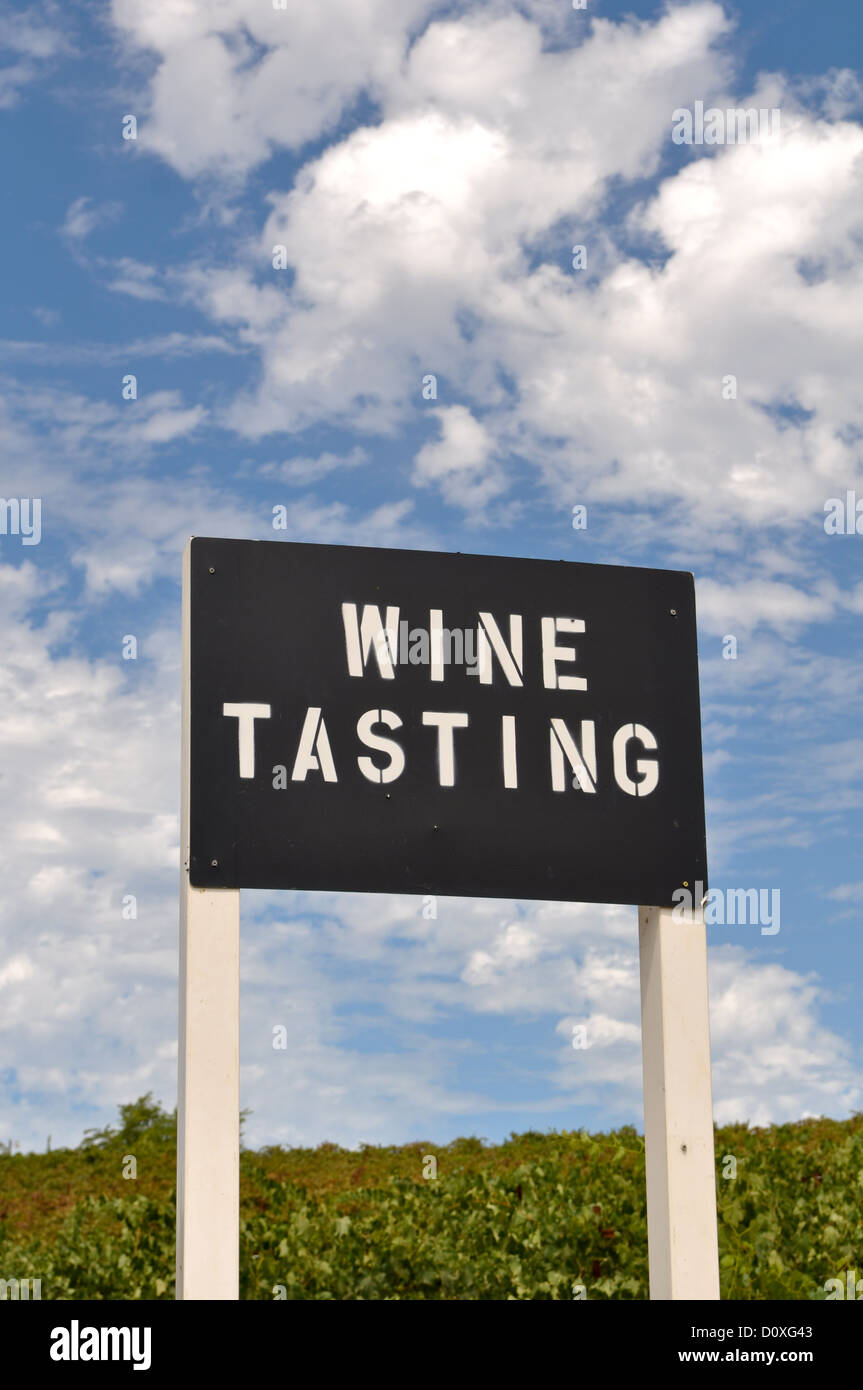 Wine Tasting Sign at Vineyard in California with Blue Sky Stock Photo ...