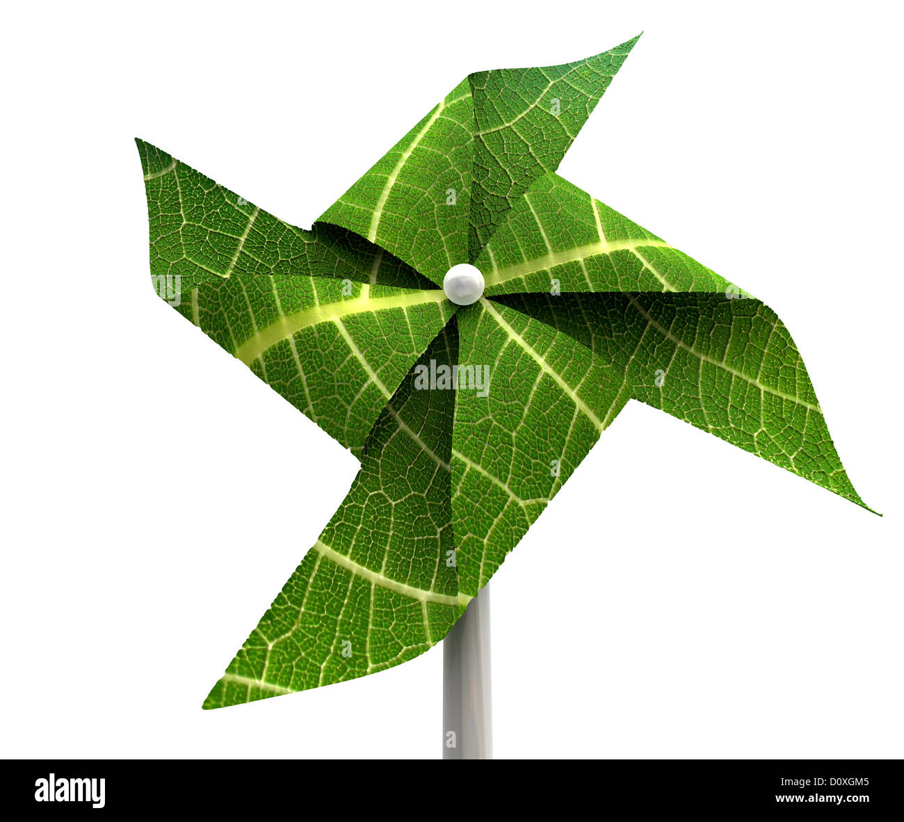 A green windmill made out of leaves isolated on a white background ...