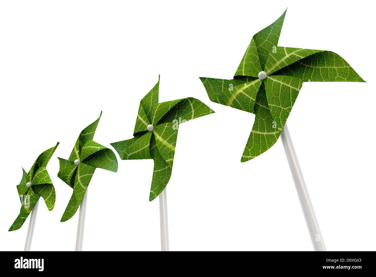 A green windmill made out of leaves isolated on a white background ...