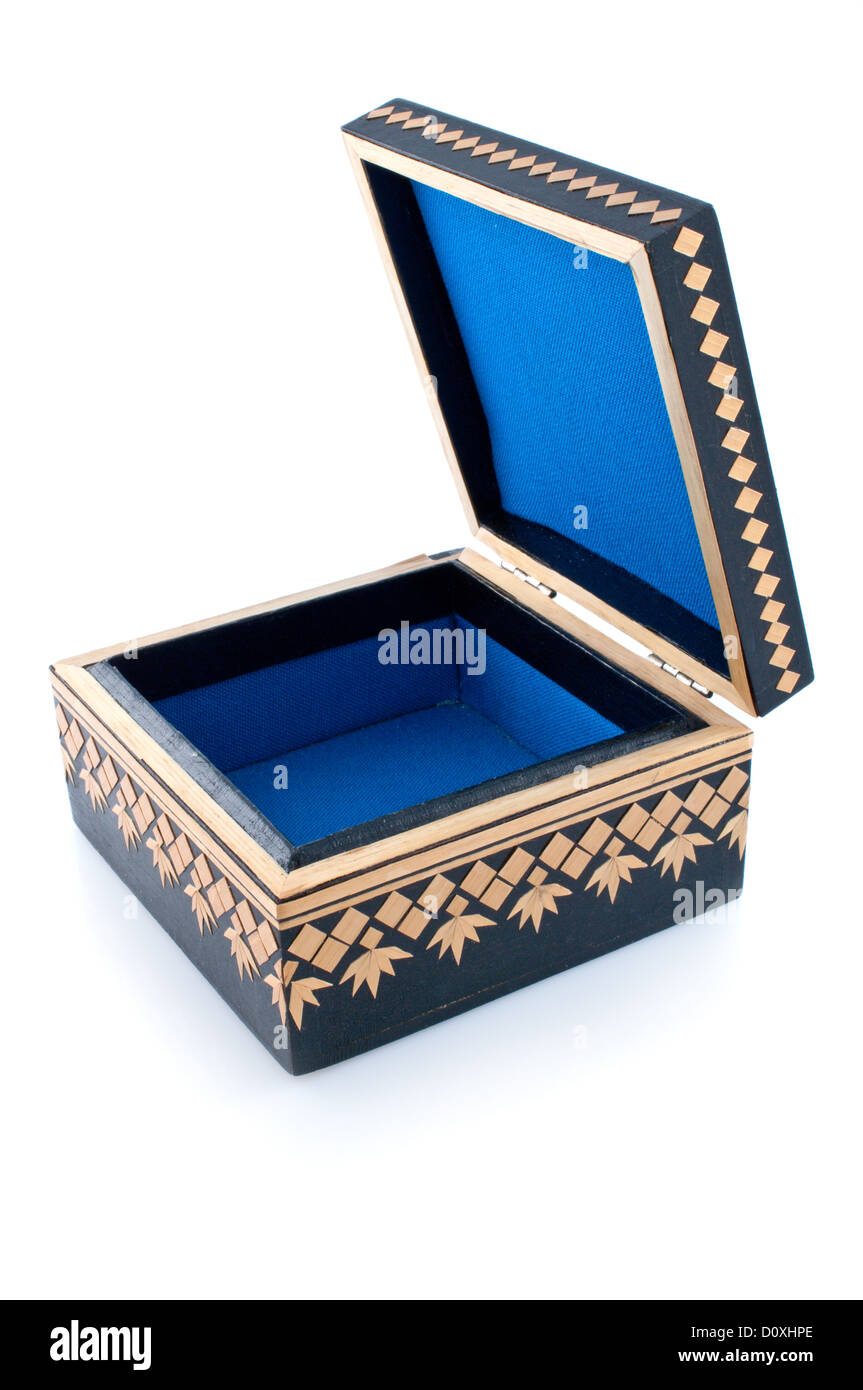 Empty casket for storage of female jewelry Stock Photo - Alamy