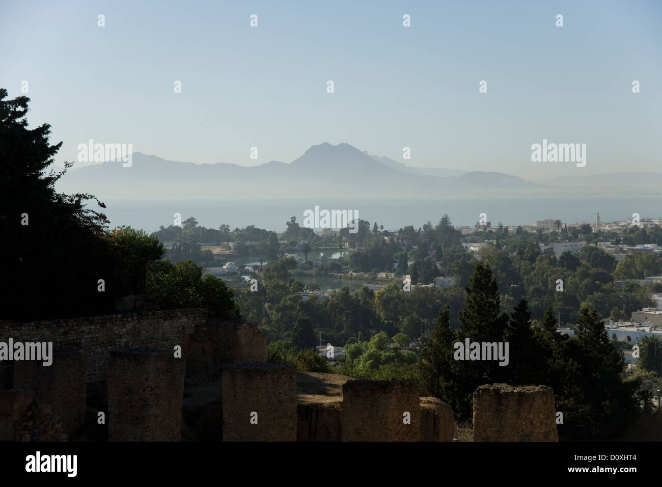 View over Byrsa Hill in Carthage to the Zaghouan mountains, Tunis ...
