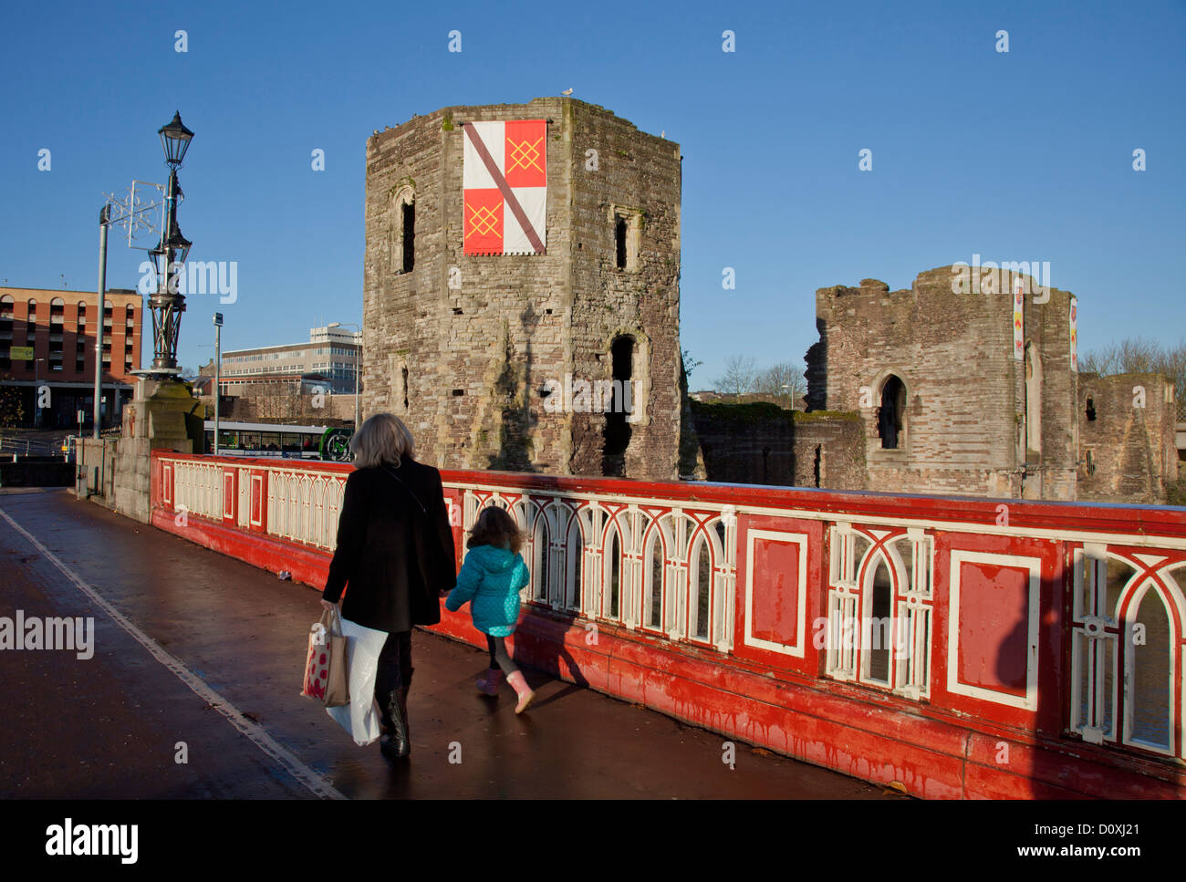 Newport castle on river Usk. Gwent, Wales Stock Photo - Alamy