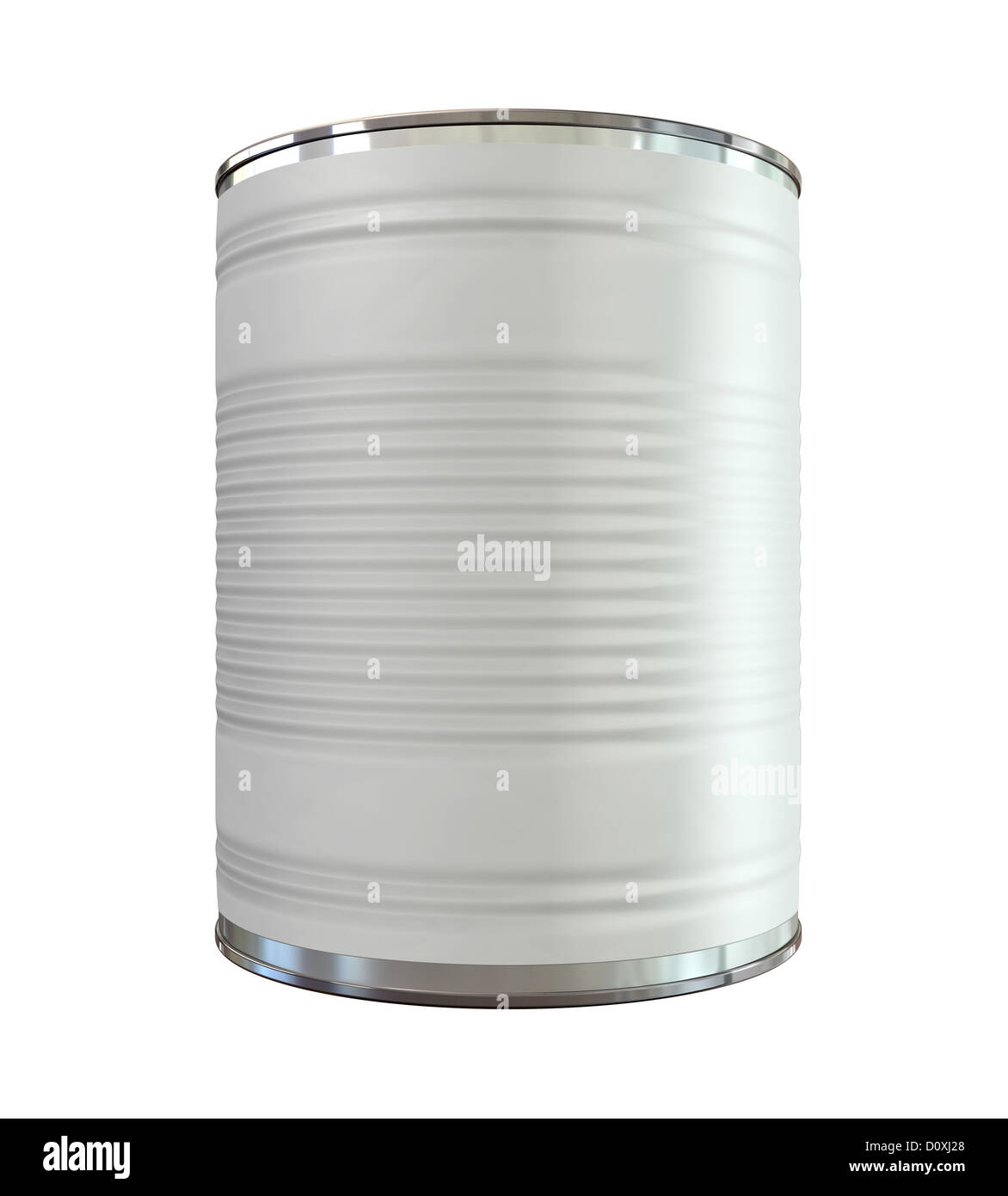 An everyday aluminium tin can with a blank generic label on an isolated ...