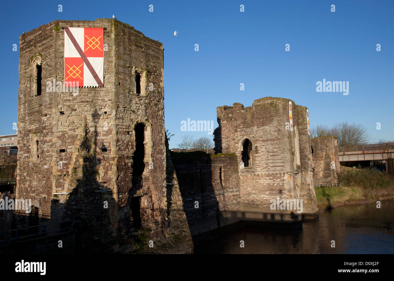 Newport castle on river Usk. Gwent, Wales Stock Photo - Alamy