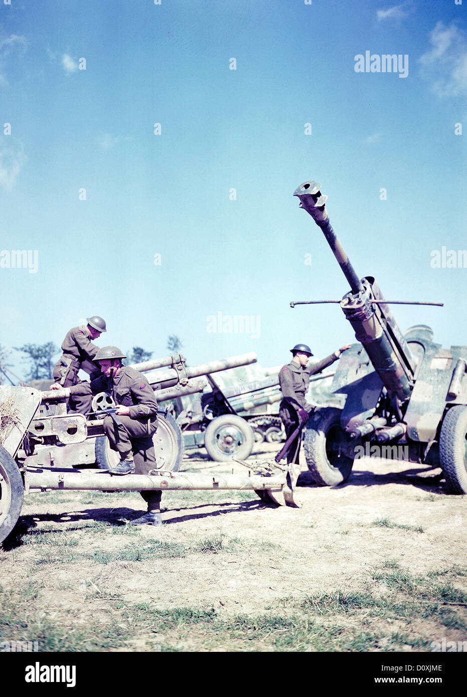 Operation, Overlord, Normandy, Three, Canadian, soldiers, inspect ...