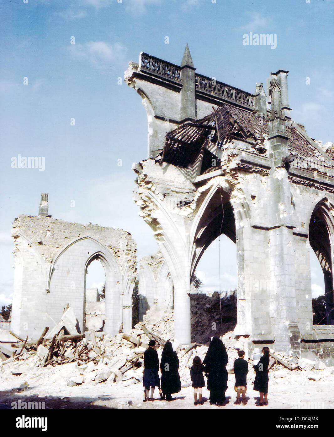 Operation, Overlord, Normandy, Two, American, nuns, children, ruins ...