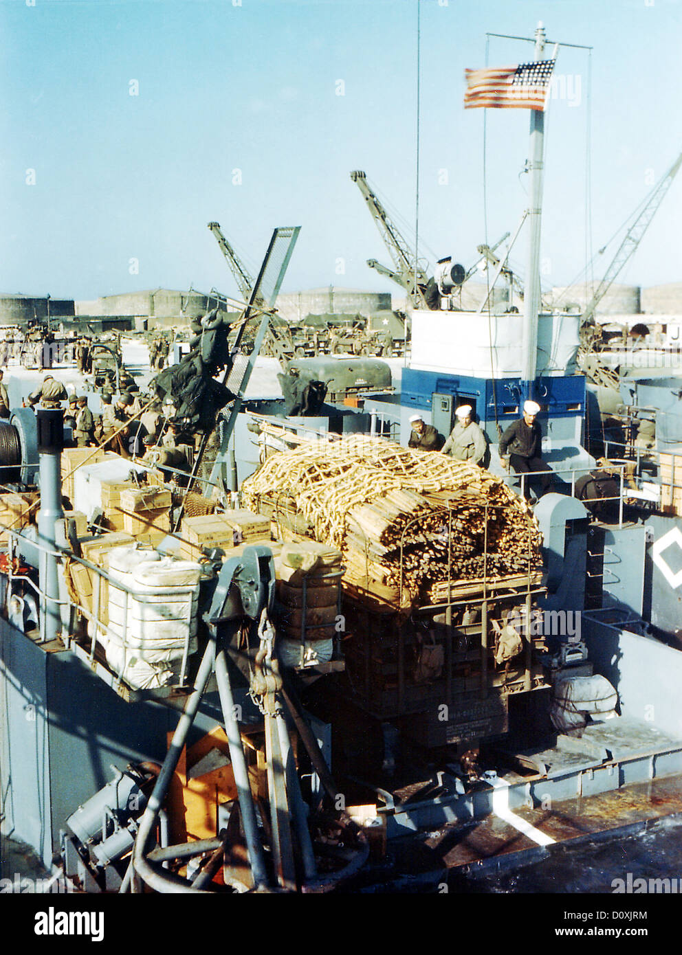 Operation, Overlord, Normandy, Landing Ship Tank, LCT, loaded, Athey ...