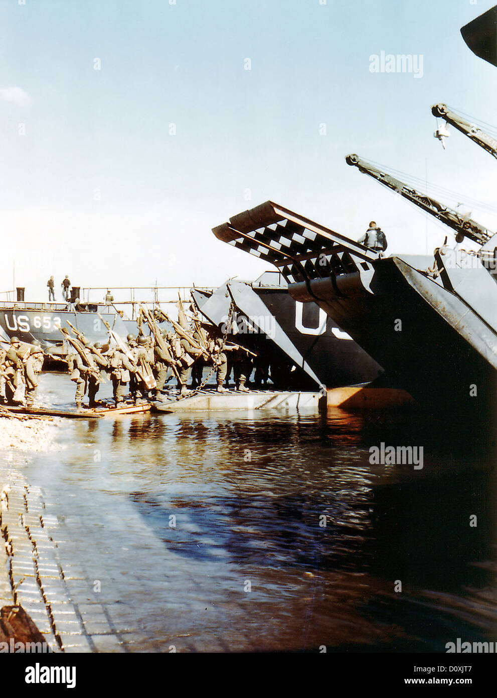Operation, Overlord, Normandy, American, Army, troops, boarding ...