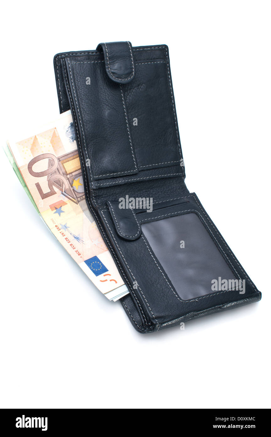Purse and euro on a white background Stock Photo - Alamy