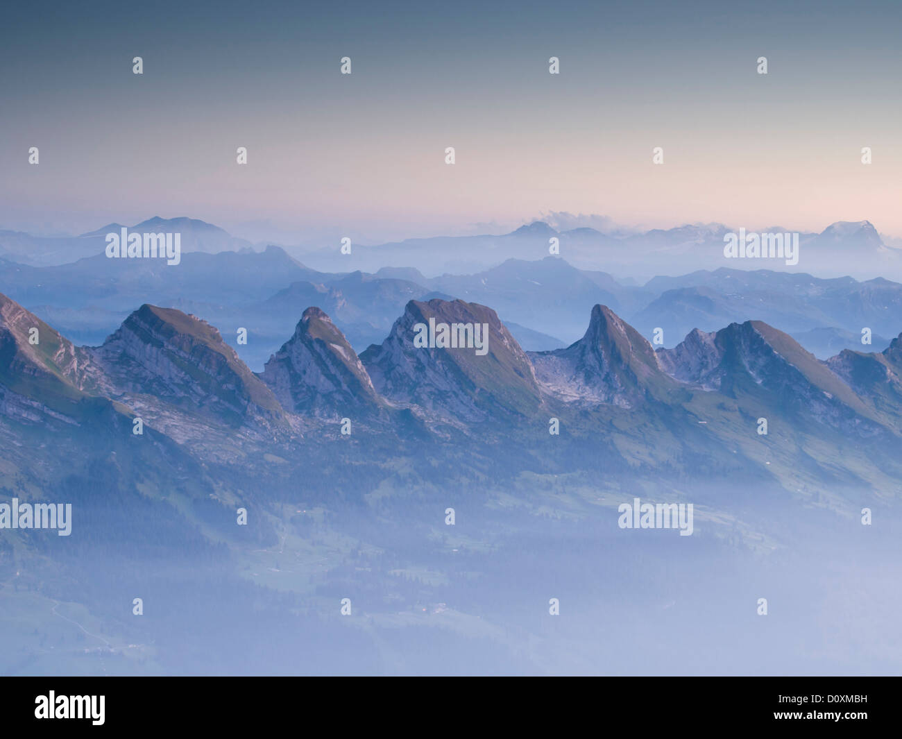 Alps, Churfirsten, Schibenstoll, Zuestoll, Brisi, Frümsel, Selun, blue ...