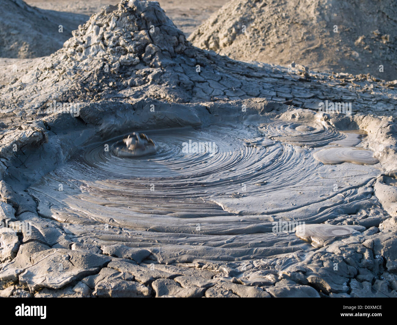 Azerbaijan, East, Asia, Caucasus, Quobustan, mud volcano, liquidly, mud ...