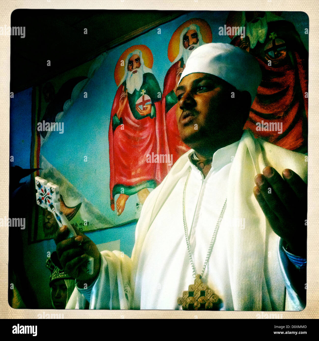 Priest Singing During An Ethiopian Wedding In An Orthodox Church, Zway ...