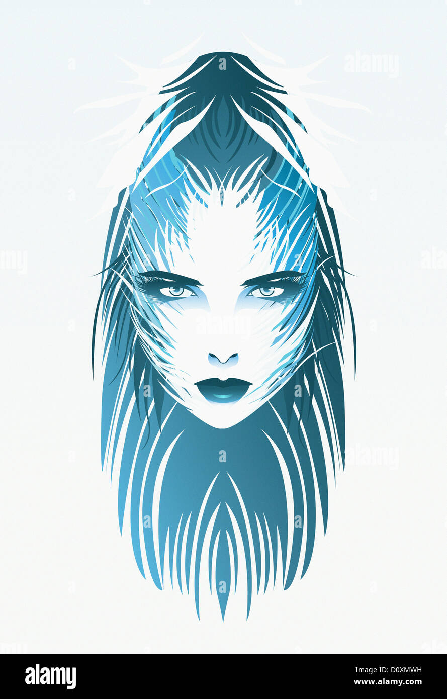 Female face with blue hair Stock Photo - Alamy