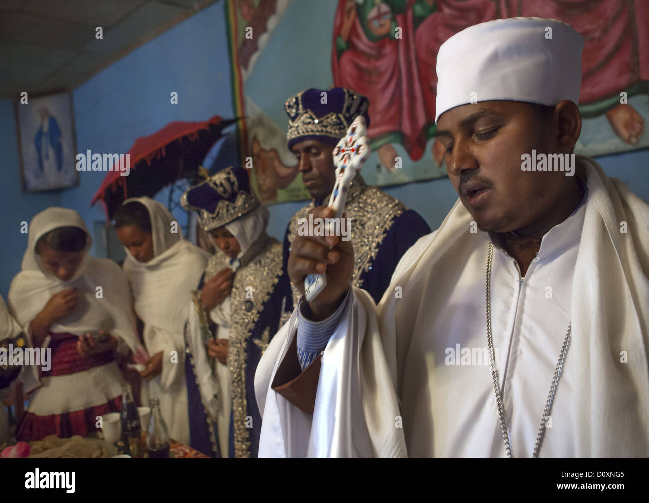 Priest Singing During An Ethiopian Wedding In An Orthodox Church, Zway ...