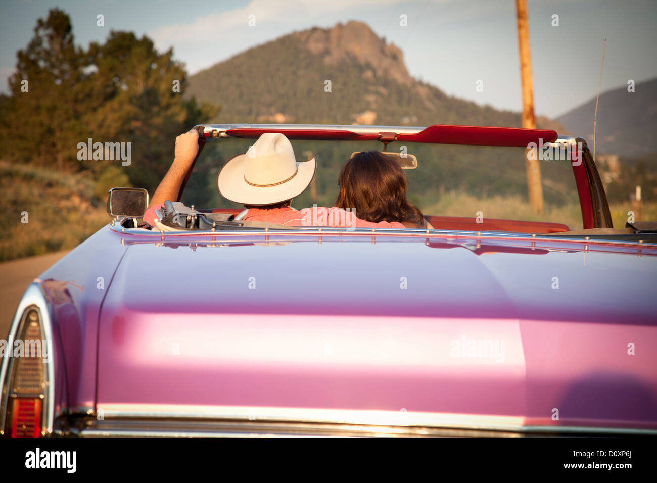 Couple convertible car road america hi-res stock photography and images ...