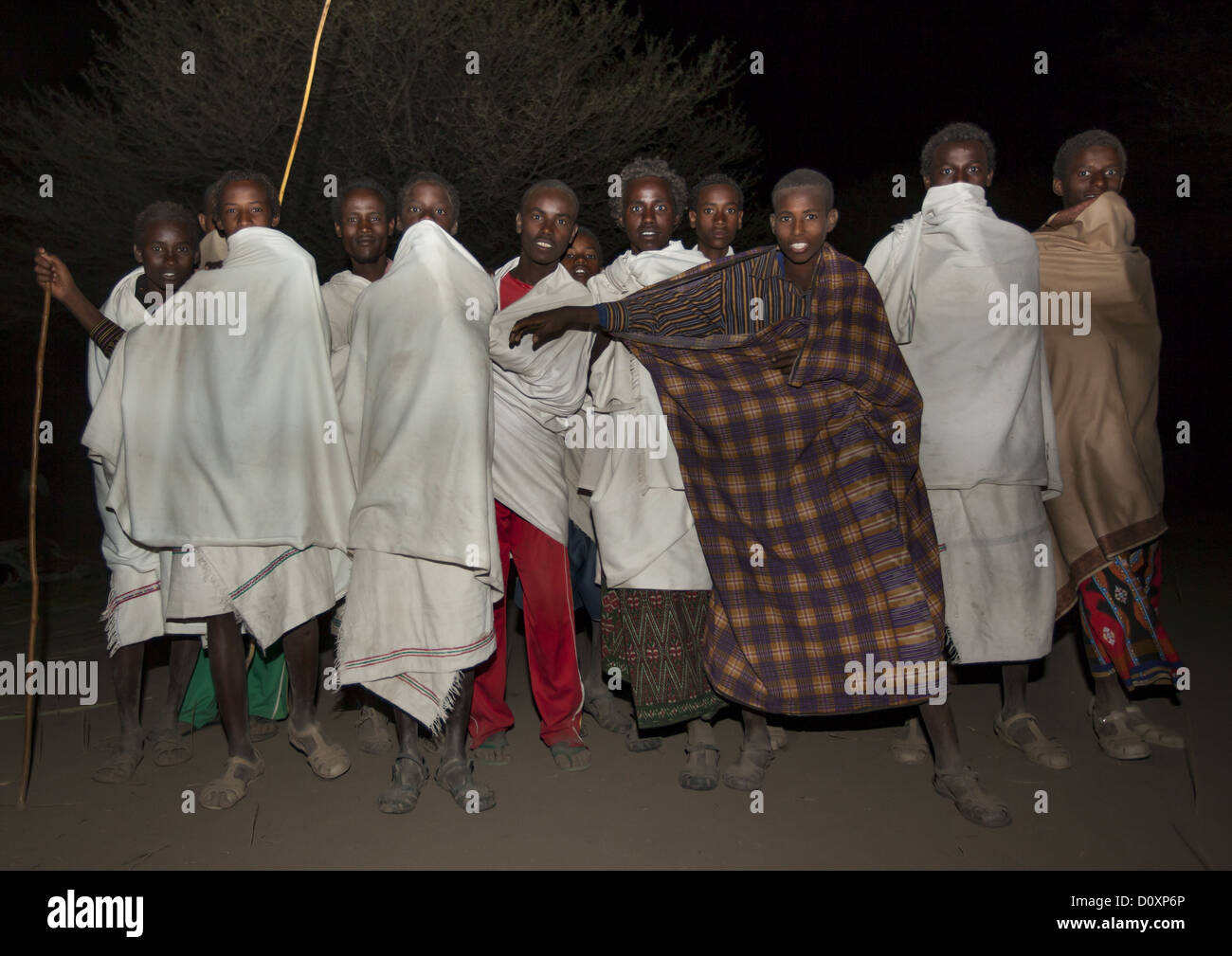 Night Shot Of A Group Of Smiling Karrayyu Tribe Teenage Boys During ...