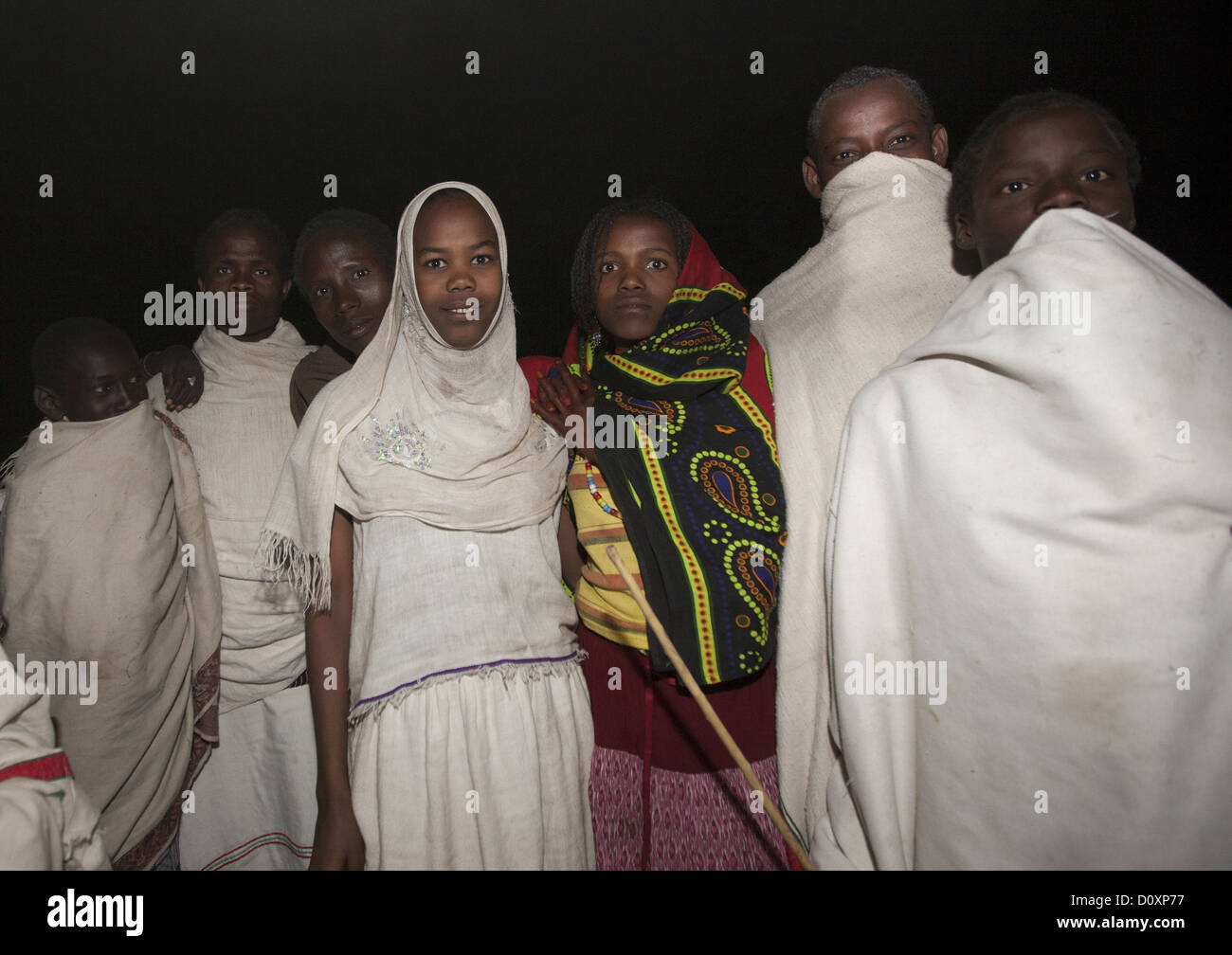 Night Shot Of A Group Of Smiling Karrayyu Tribe Teenage Boys And Girls ...