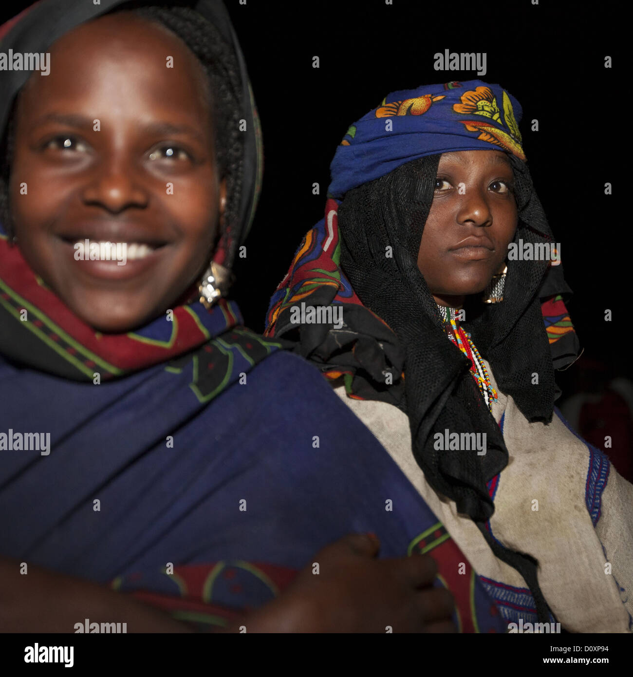 Night Shot Of Two Karrayyu Tribe Girls With Toothy Smile During Gadaaa ...
