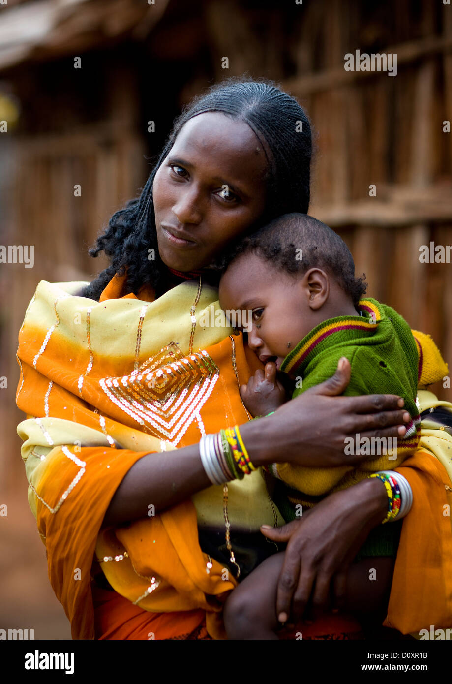 Portrait Of A Borana Tribe Mother Hugging Her Baby, Yabello, Omo Valley ...