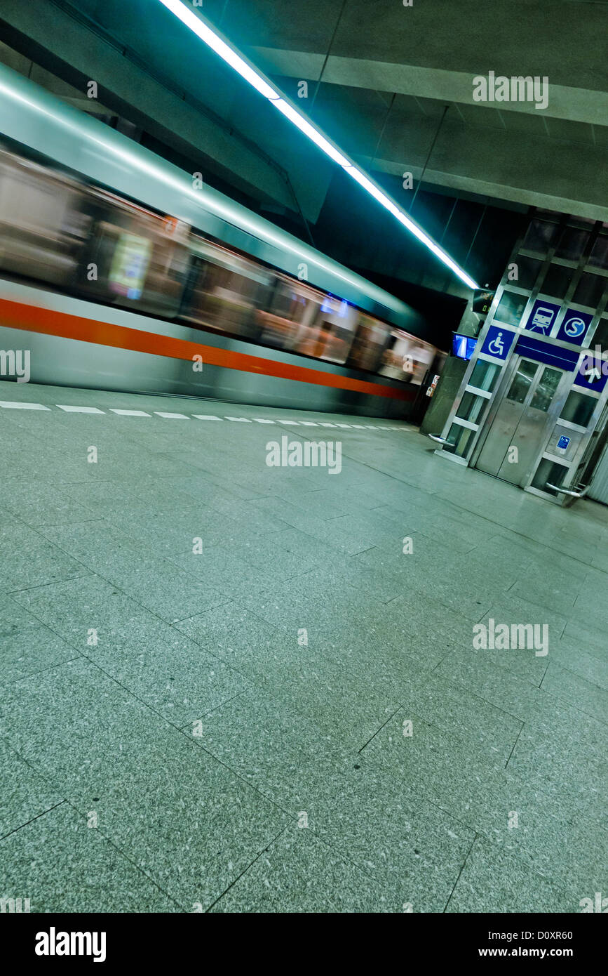 train running in a Prague metro station Stock Photo - Alamy