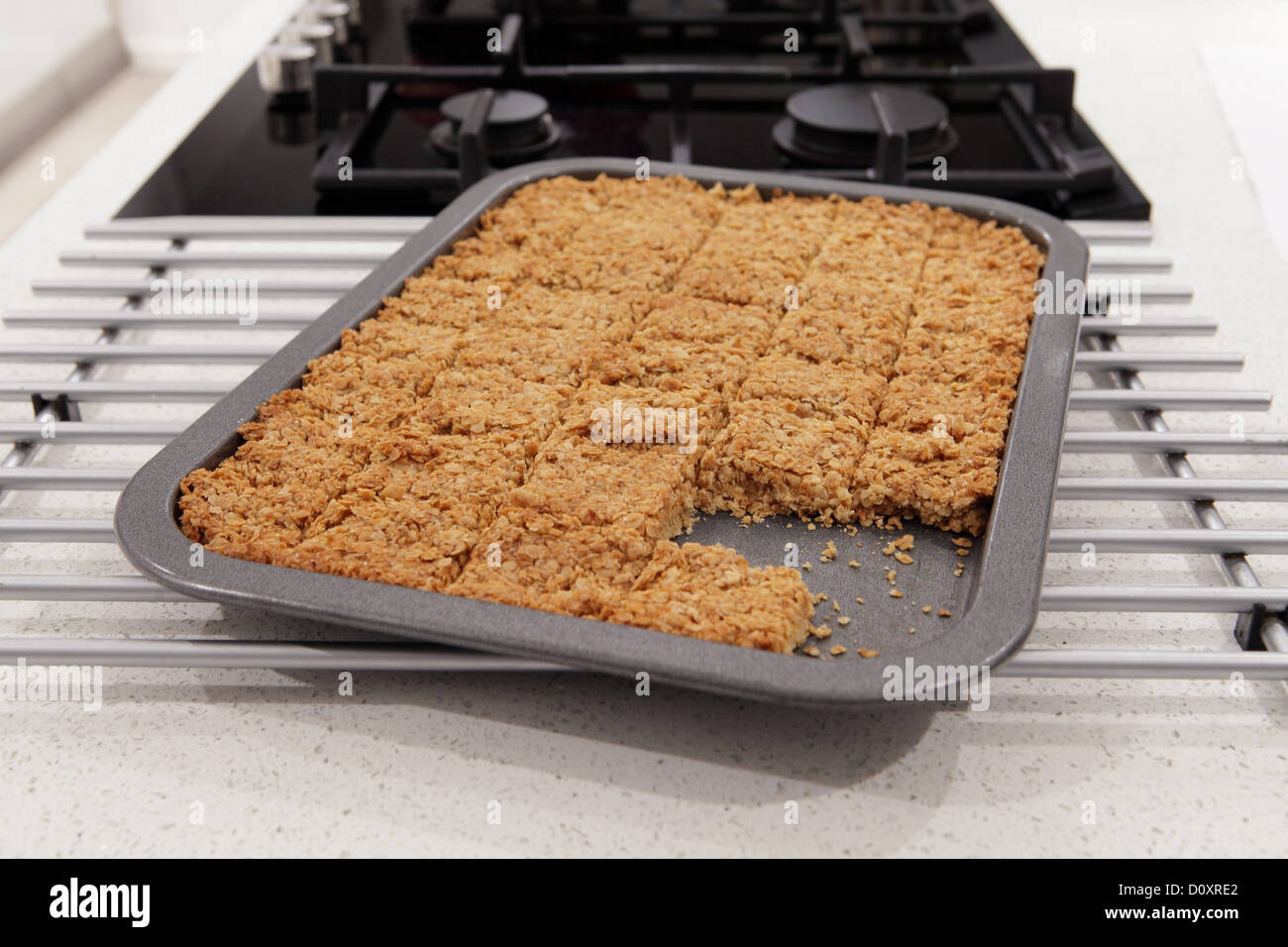 Flapjacks in a tray Stock Photo - Alamy
